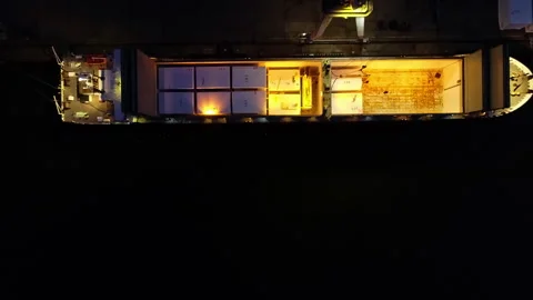 A nighttime overhead view of a ship's ca... | Stock Video | Pond5