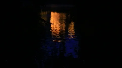 Nighttime video clip of water ripples in... | Stock Video | Pond5