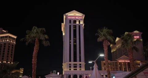 Nighttime view of Augustus Tower, Caesar... | Stock Video | Pond5