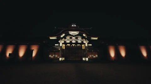 Nijo Castle At Night With Illuminated Li... | Stock Video | Pond5