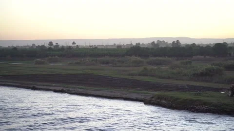 Nile River Plantations and Farms at Sunr... | Stock Video | Pond5