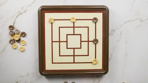 Nine Men Morris Board Game Top View On T... | Stock Video | Pond5