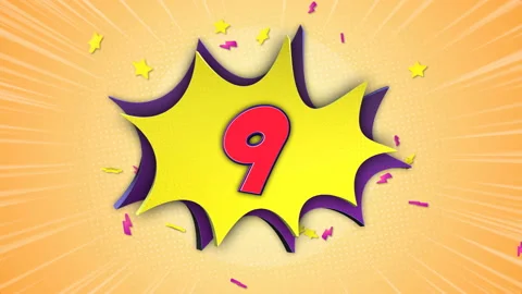 Nine Number Comic Text Animation, with A... | Stock Video | Pond5