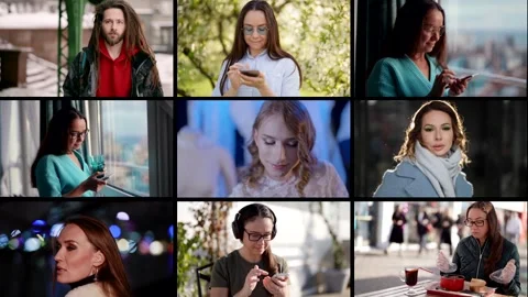nine portraits of different people, mult... | Stock Video | Pond5