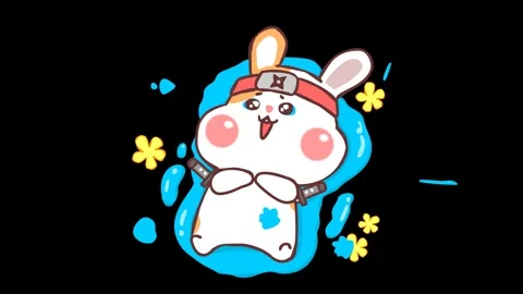 Ninja Bunny Crying in Rain on Background | Stock Video | Pond5