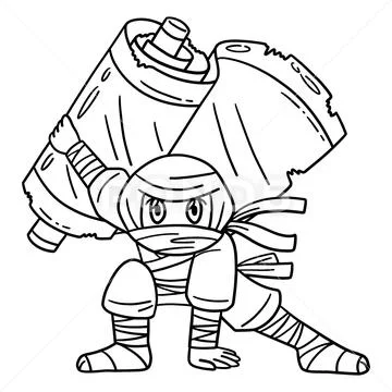 Ninja with Jutsu Scroll Isolated Coloring Page: Royalty Free #248424706