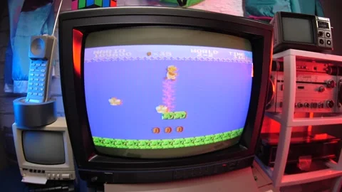 Nintendo Mario Bros Video Game on Vintag... | Stock Video | Pond5
