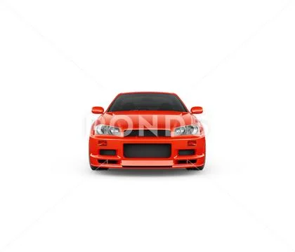 Nissan Skyline GT-R (R34) Mockup Front View ~ PSD Template #288222738