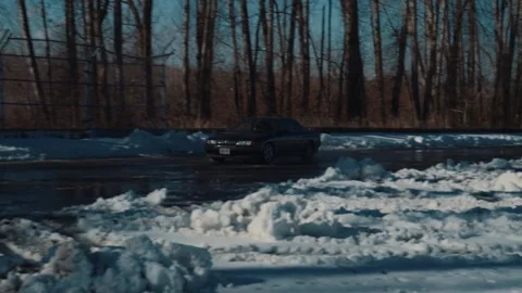 Nissan Skyline R32 Drifting Through Snow... | Stock Video | Pond5