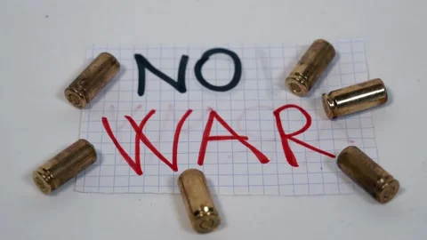 No Army and no war logo sign with 9 mm r... | Stock Video | Pond5