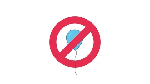 No balloons prohibition sign cartoon ani... | Stock Video | Pond5