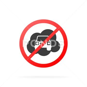 No co2 smog warning sign symbol isolated on a white background ...