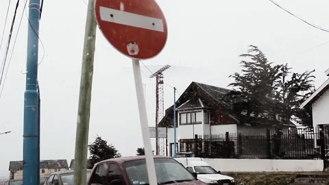 A No Entry Road Sign During a Snowfall a... | Stock Video | Pond5