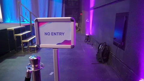 The No Entry sign on the backstage area | Stock Video | Pond5