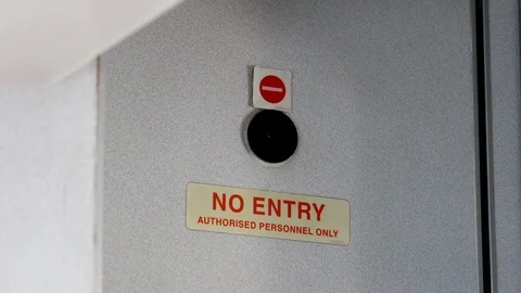 No entry sign on the door of the cockpit... | Stock Video | Pond5