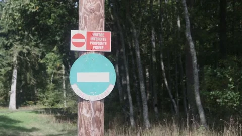 no entry sign in French v1 outside priva... | Stock Video | Pond5