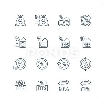 No fees sign, zero commission, low percentage payment, deposit or ...