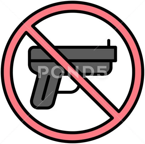 No gun icon, prohibition sign vector illustration: Royalty Free #194501070