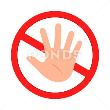 No Hand allowed. Do not touch sign. Vector Illustration: Graphic #121309729