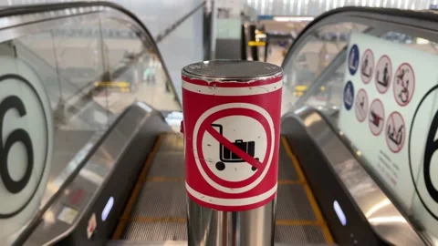 No luggage trolley cart allowed sticker ... | Stock Video | Pond5