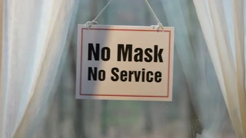 No Mask No Service sign swinging in the ... | Stock Video | Pond5
