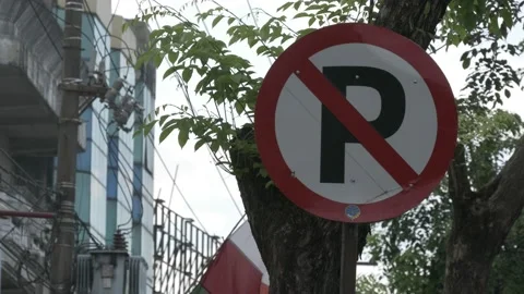 No parking signage, an Indonesian traffi... | Stock Video | Pond5