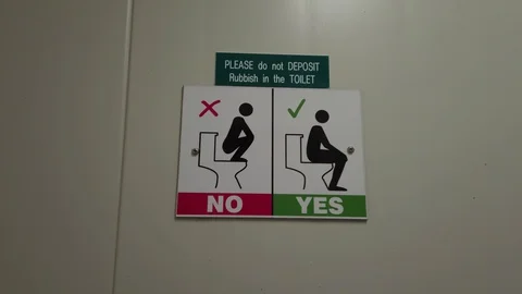 No Squatting on Toilet Sign | Stock Video | Pond5