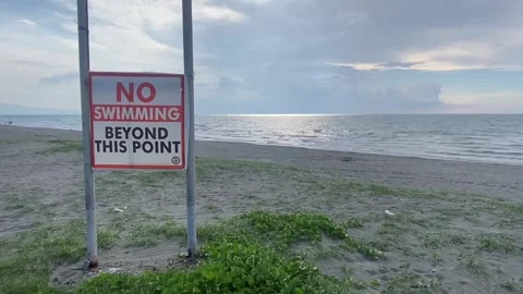 No Swimming Beyond this point sign at a ... | Stock Video | Pond5