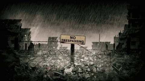 No trespassing sign. Animated scene with... | Stock Video | Pond5