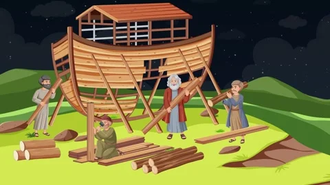 Noah's Ark Animation: Building and Loadi... | Stock Video | Pond5