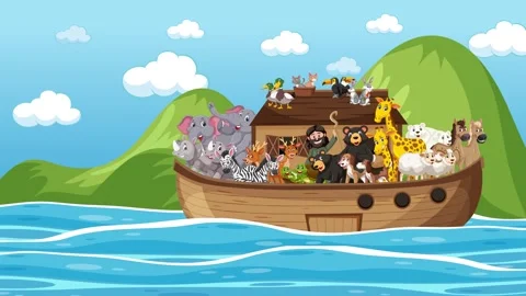 Noah's Ark Floating on Flood Water | Stock Video | Pond5