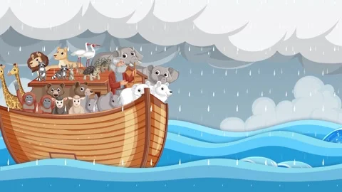Noah's Ark Sailing Through Storm | Stock Video | Pond5