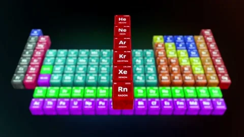 Noble gases elements in periodic table.3... | Stock Video | Pond5