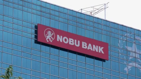 Nobu Bank signage on office building in ... | Stock Video | Pond5