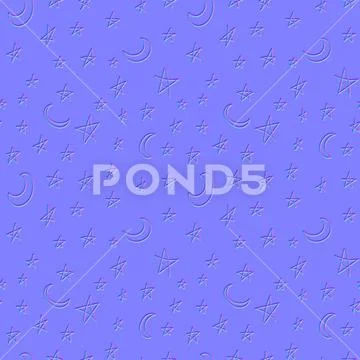 Normal map of doodle stars and moon texture, seamless pattern for use ...