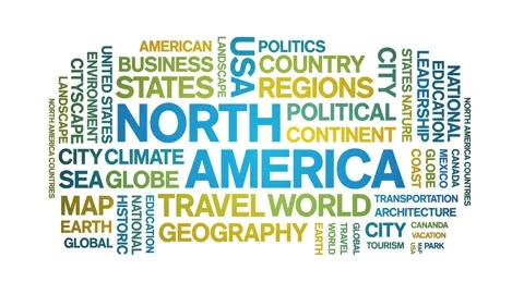 North America animated word cloud,animat... | Stock Video | Pond5
