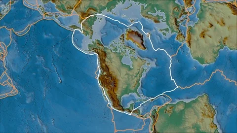 North American plate. Relief. Borders fi... | Stock Video | Pond5