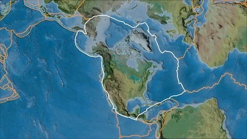 North American plate. Topography. Border... | Stock Video | Pond5