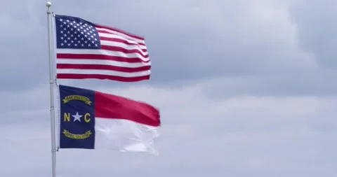 North Carolina and US Flags | Stock Video | Pond5