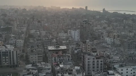 North Gaza at war building destroyed, ae... | Stock Video | Pond5