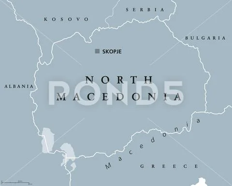 North Macedonia, gray political map, with capital Skopje: Royalty Free ...