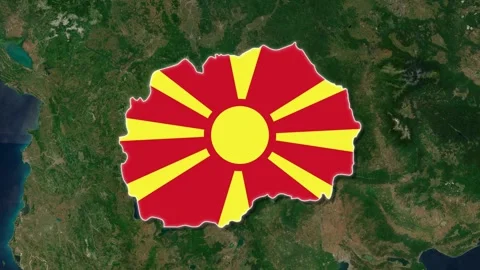 North Macedonia Map with flag zoom in, M... | Stock Video | Pond5