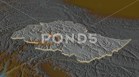 Northern Areas, Pakistan. Topographic relief map with surface waters ...