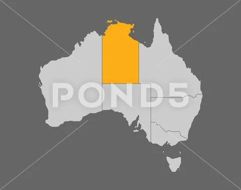 Northern Territory vector map on gray background ~ Clip Art #187398211