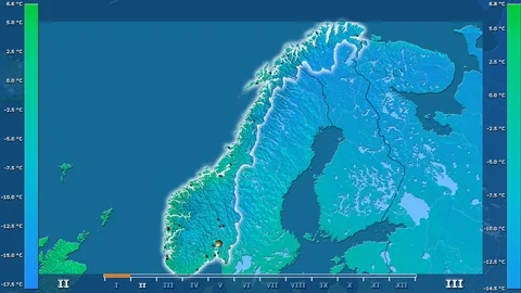 Norway - average temperature, borders an... | Stock Video | Pond5