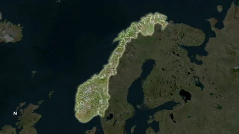 Norway map - solid. Glow. Satellite. Lab... | Stock Video | Pond5