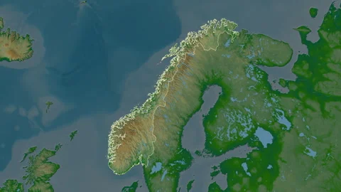 Norway map - solid. Regions. Physical. | Stock Video | Pond5