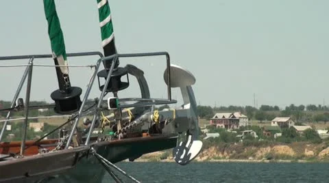 Nose boat with anchor and mooring ropes ... | Stock Video | Pond5