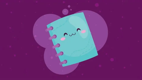 notebook school supply kawaii animation | Stock Video | Pond5