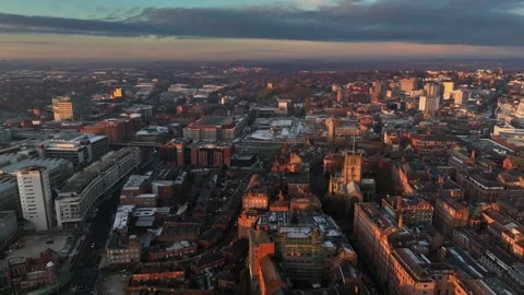 Nottingham City skyline at dusk, England | Stock Video | Pond5